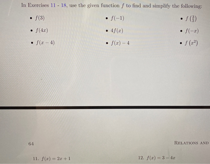 Solved In Exercises 11 - 18, use the given function f to | Chegg.com