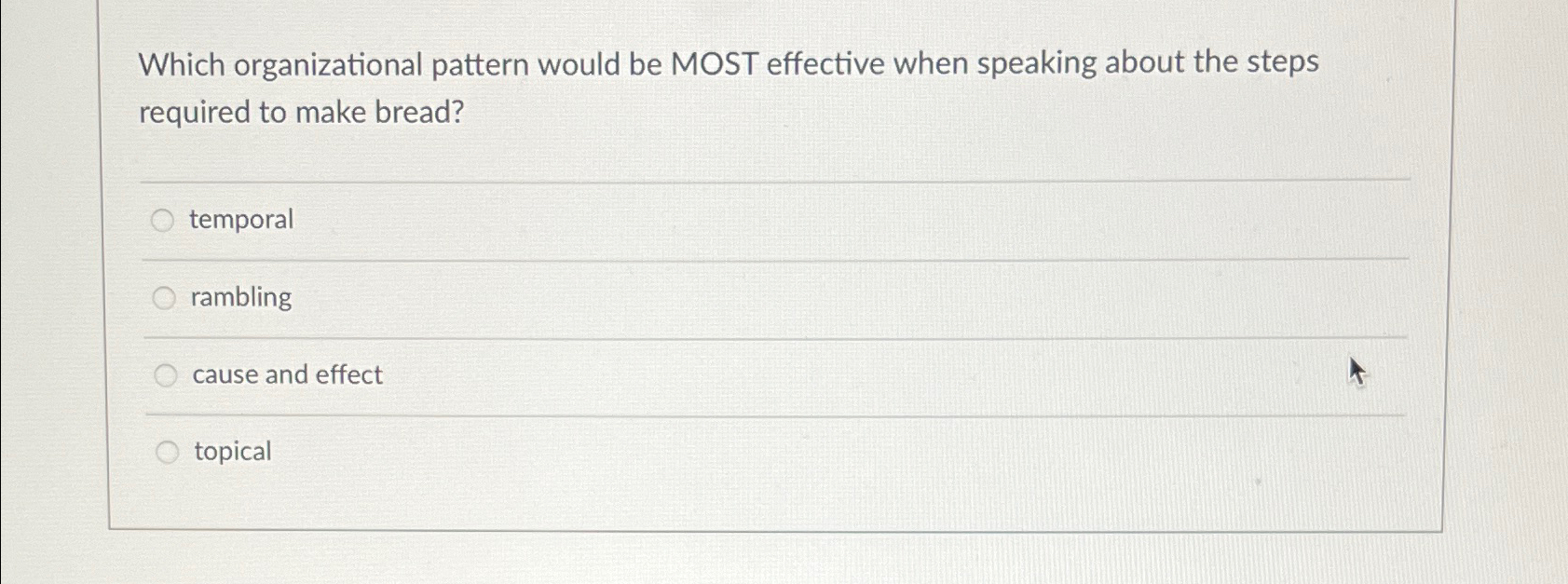 Solved Which organizational pattern would be MOST effective | Chegg.com