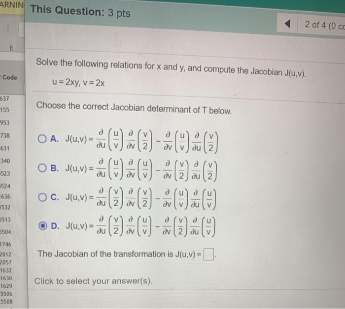 Solved ARNIN This Question: 3 pts 2 of 4 (0 cc E Solve the | Chegg.com