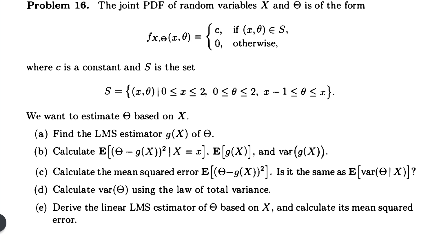 Solved Problem 16. ﻿The joint PDF of random variables x ﻿and | Chegg.com