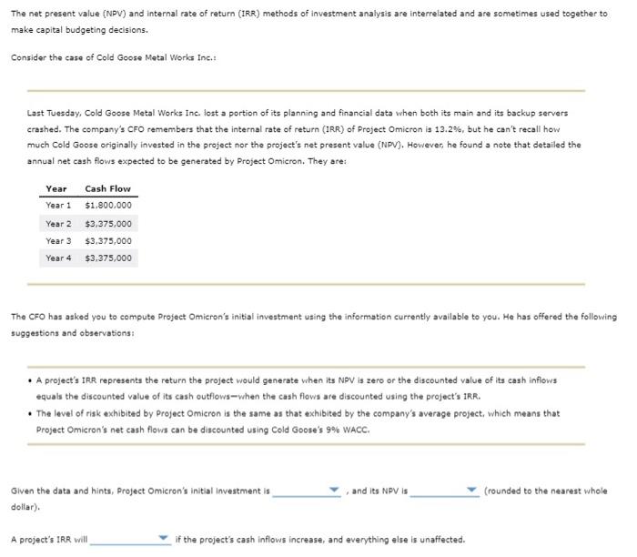 Solved Drop downs: - Given the data and hints, Project | Chegg.com