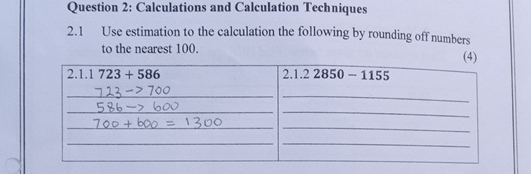 Solved Question 2: Calculations and Calculation | Chegg.com