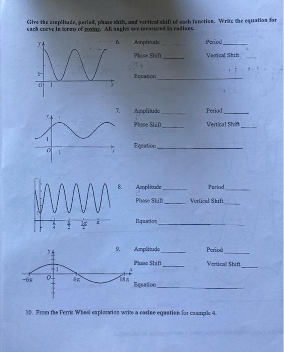 Solved Give the amplitude, period, phase shift, and vertical | Chegg.com