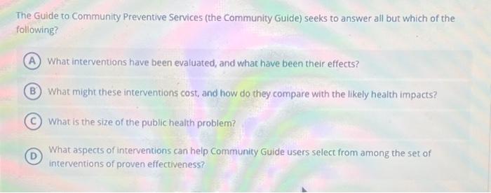 Solved The Guide to Community Preventive Services (the | Chegg.com