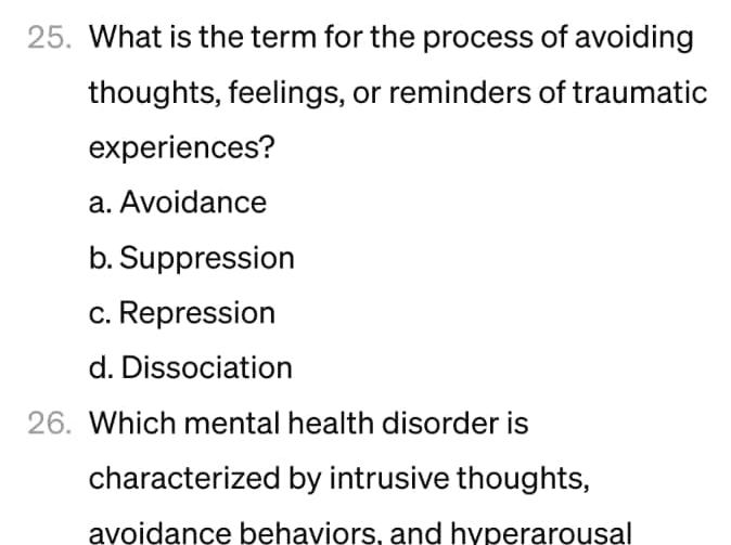 Solved What is the term for the process of avoiding | Chegg.com
