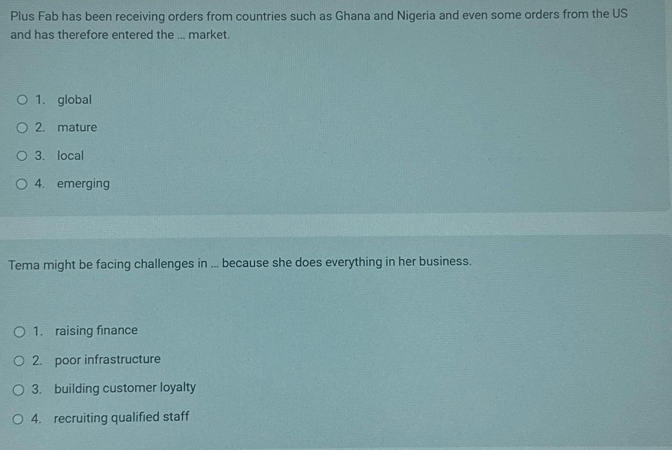 Solved Plus Fab has been receiving orders from countries | Chegg.com