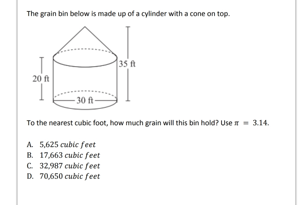 Solved The grain bin below is made up of a cylinder with a | Chegg.com