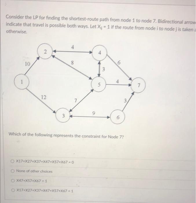 Solved Consider the LP for finding the shortest-route path | Chegg.com