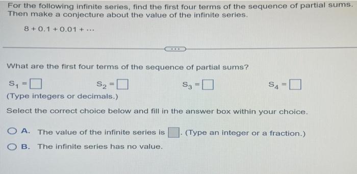 Solved For the following infinite series, find the first | Chegg.com