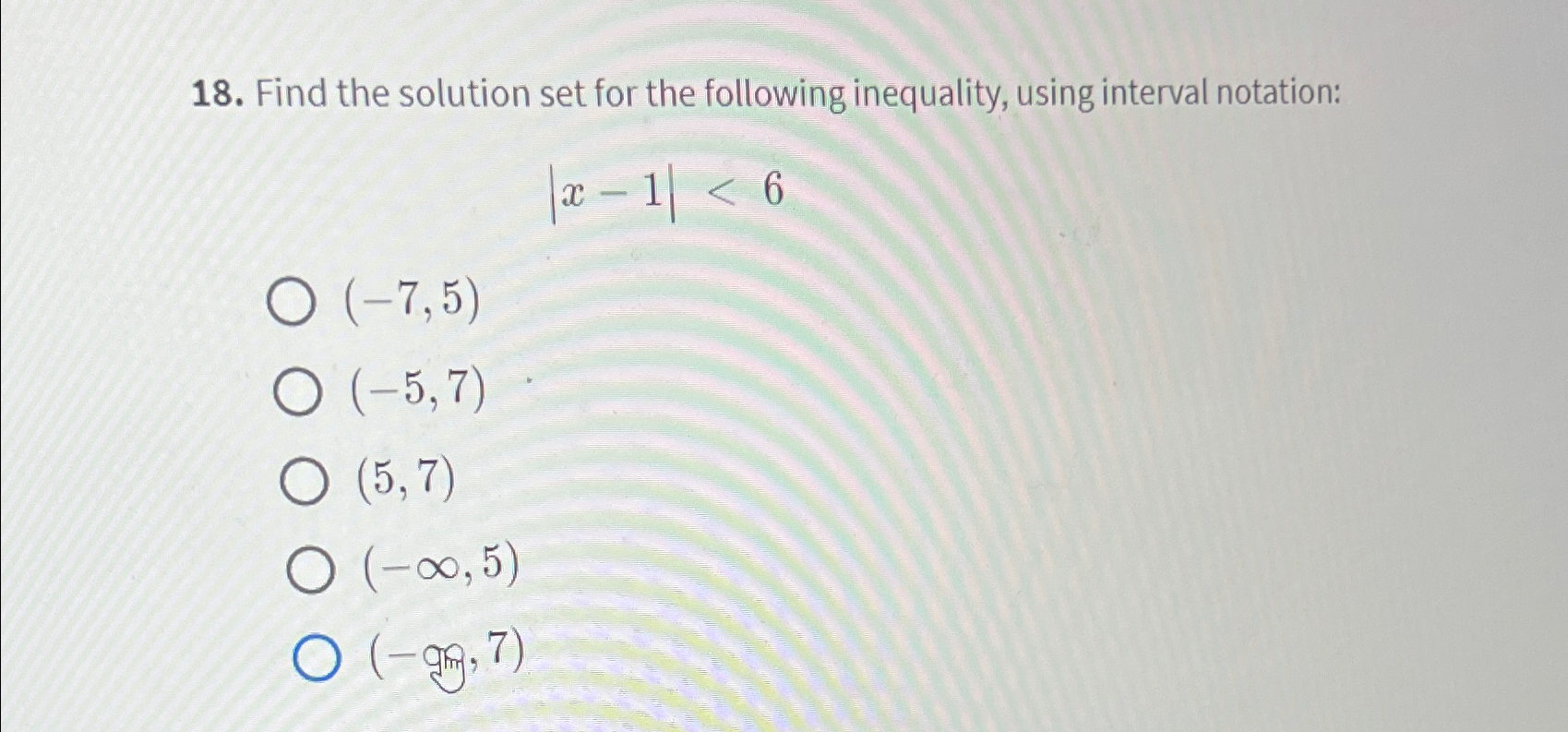 Solved Find the solution set for the following inequality, | Chegg.com