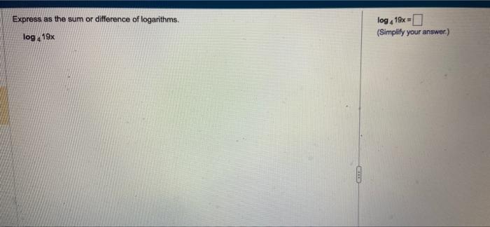 Solved Express as a sum of logarithms. log3(3⋅27) | Chegg.com