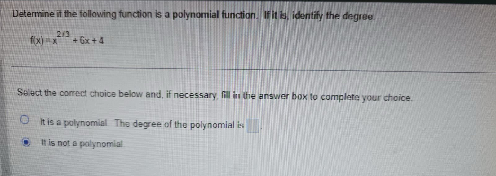 Solved Determine if the following function is a polynomial | Chegg.com