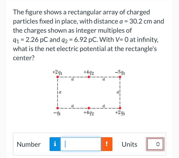 Solved The figure shows a rectangular array of charged | Chegg.com