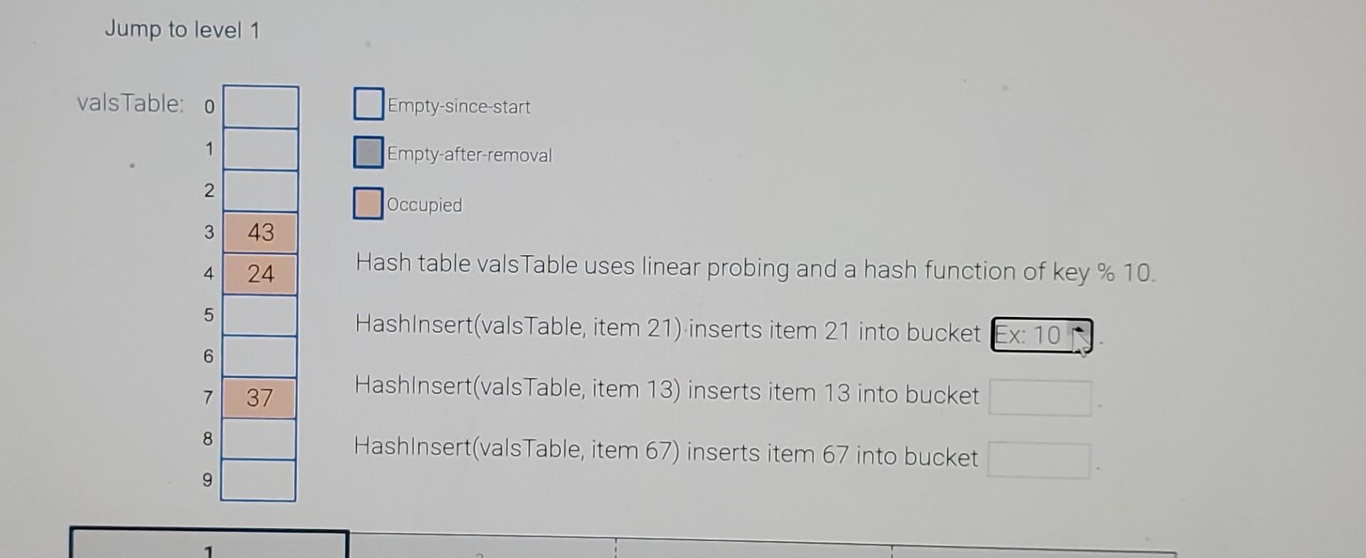 Solved Jump to level 1 valsTable: o 1 2 3 4 5 6 7 8 9 1 43 | Chegg.com
