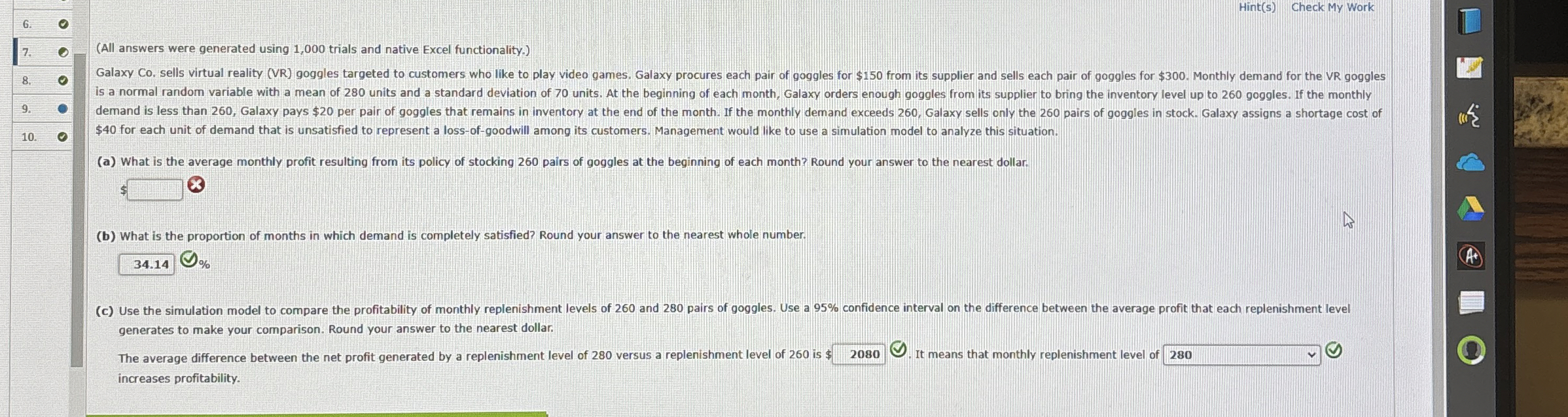 Solved by an EXPERT Hint(s) ﻿Check My Work6. 07. 0(All answers were | Chegg.com