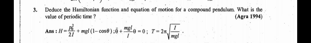 Solved 3. Deduce the Hamiltonian function and equation of | Chegg.com