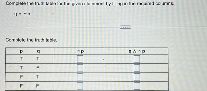 Solved Complete the truth table for the given statement by | Chegg.com