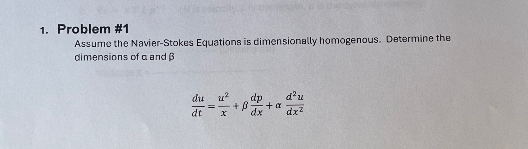 Problem 1assume The Navier Stokes Equations Is 
