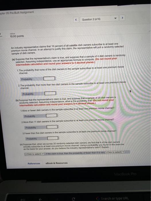 Solved apter 05 Pre-Built Assignment Question 2 of 6) Value | Chegg.com