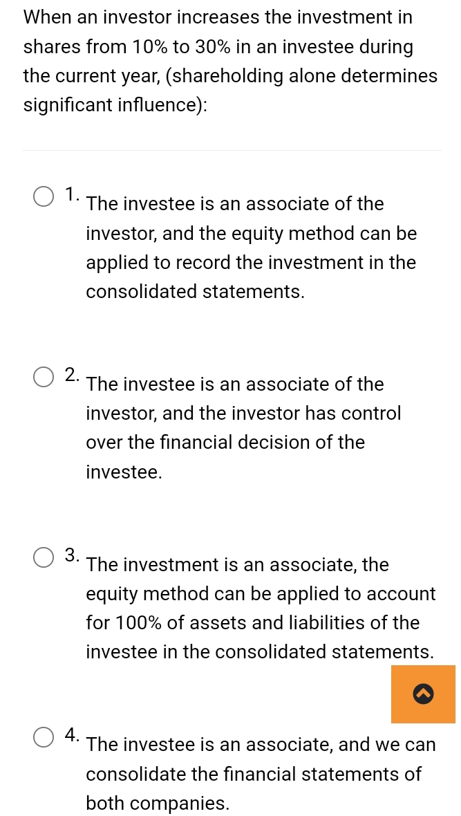 Solved When an investor increases the investment in shares | Chegg.com