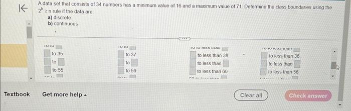 Solved Using the 2k≥n rule, determine the number of classes | Chegg.com