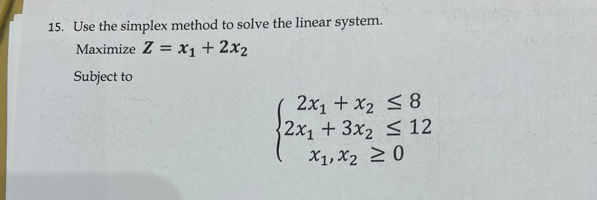 Solved Use the simplex method to solve the linear | Chegg.com