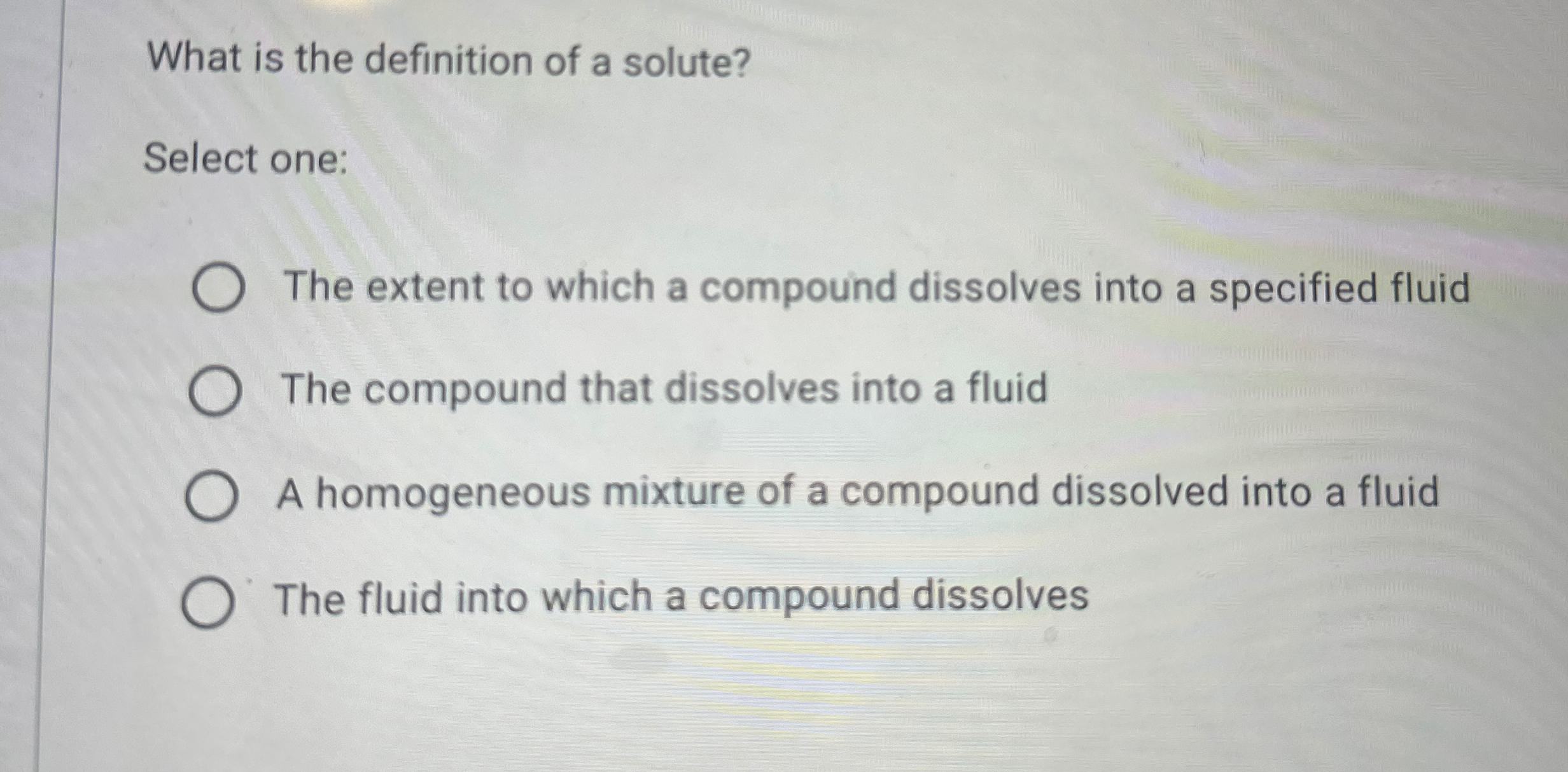 Solved What is the definition of a solute?Select one:The | Chegg.com