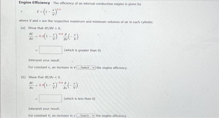 Solved Engine Efficiency The efficiency of an internal | Chegg.com