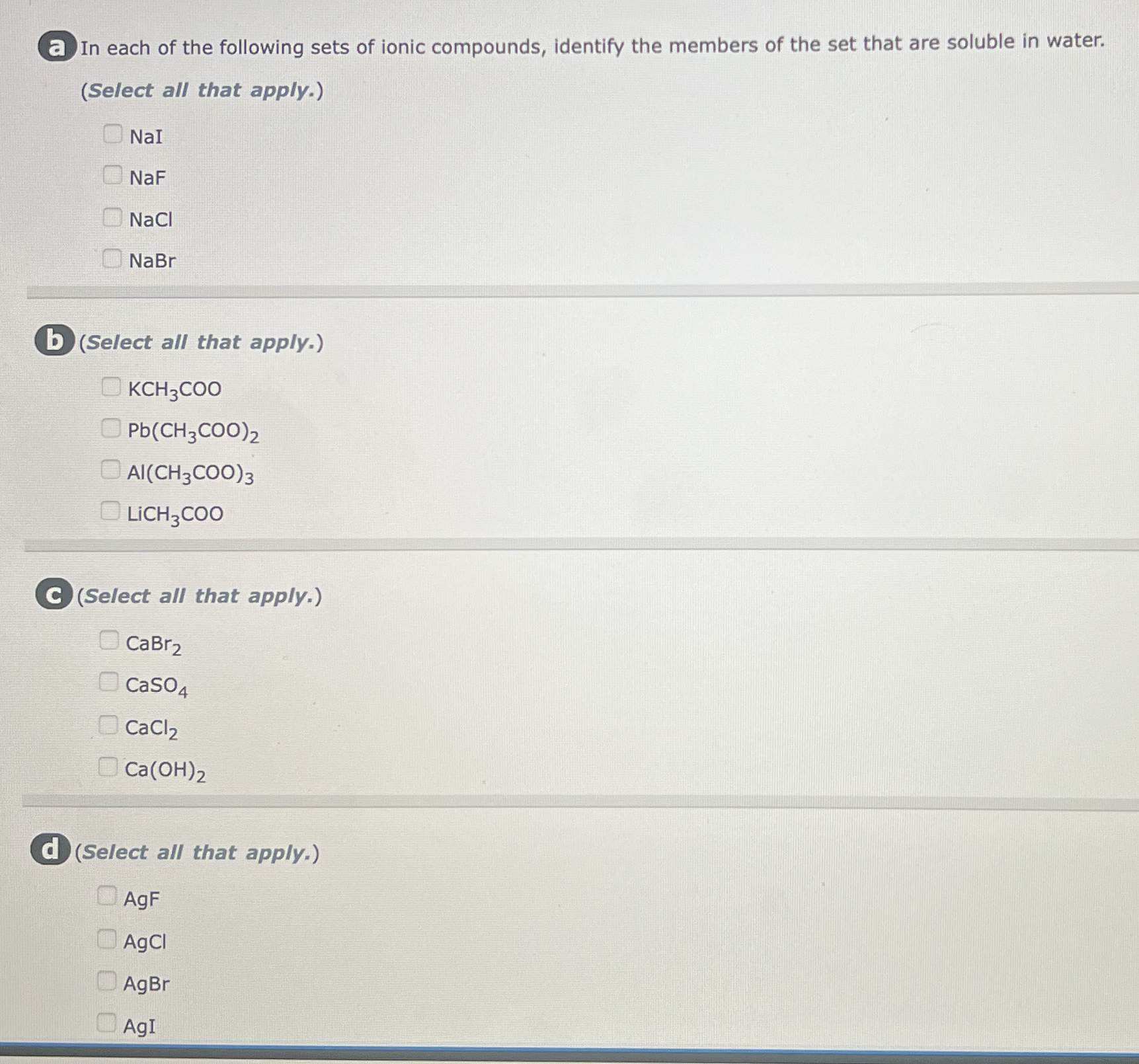 Solved (a) ﻿In each of the following sets of ionic | Chegg.com