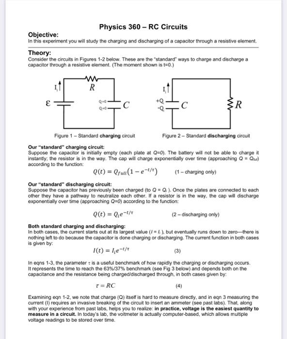 Solved Physics 360 - RC Circuits Objective: In this | Chegg.com