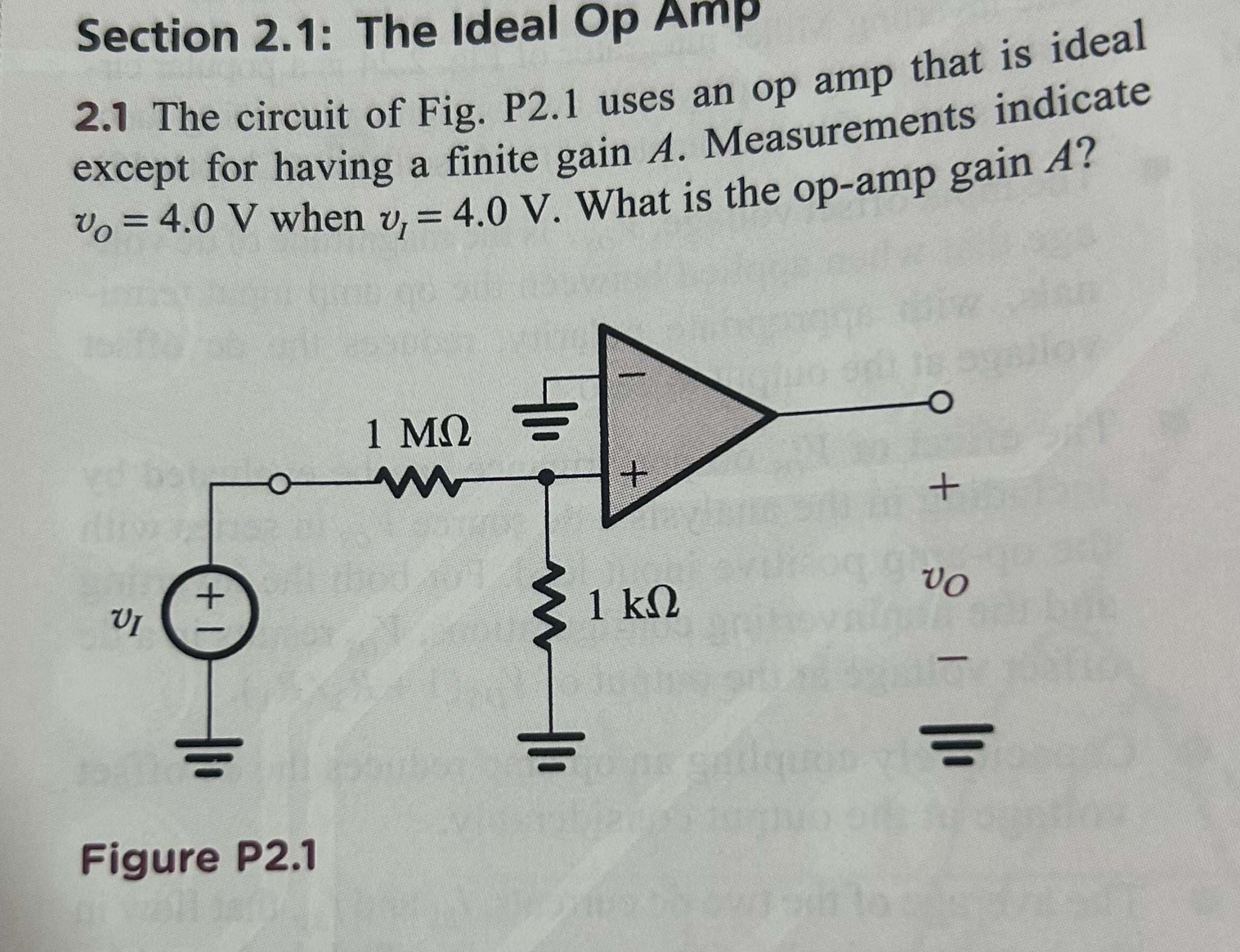 Solved Section 2.1: The Ideal Op Amp2.1 ﻿The circuit of Fig. | Chegg.com