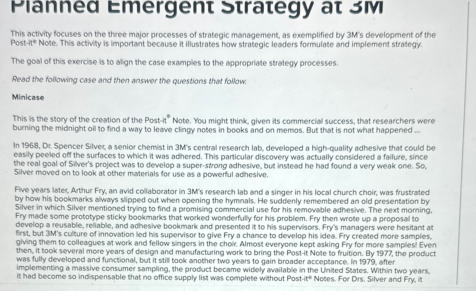 Solved Planned Emergent strategy at sIVThis activity focuses | Chegg.com
