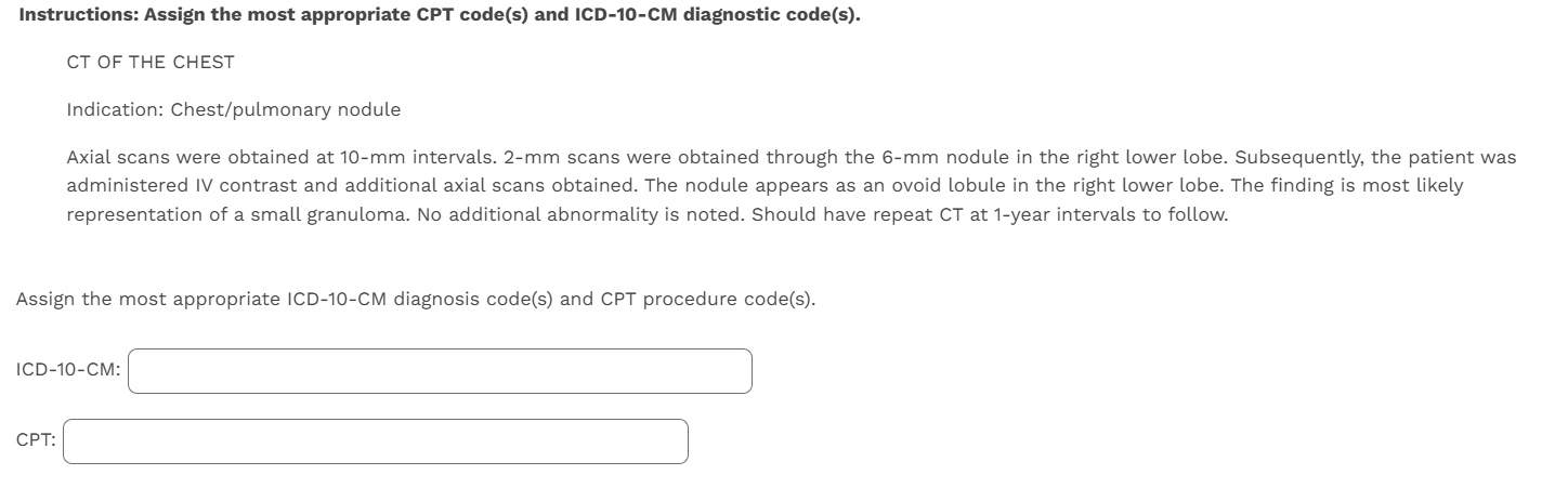 Solved Instructions: Assign the most appropriate CPT code(s) | Chegg.com