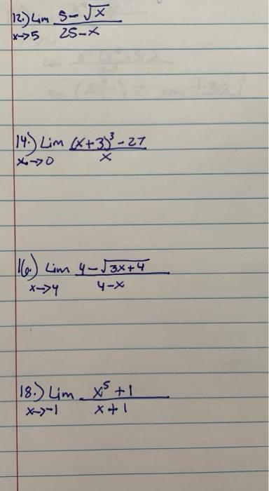 Solved Topic: LimitsSolve the following problems, indicate | Chegg.com