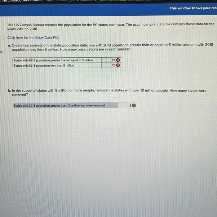 Solved The US Census Bureau records the population for the | Chegg.com