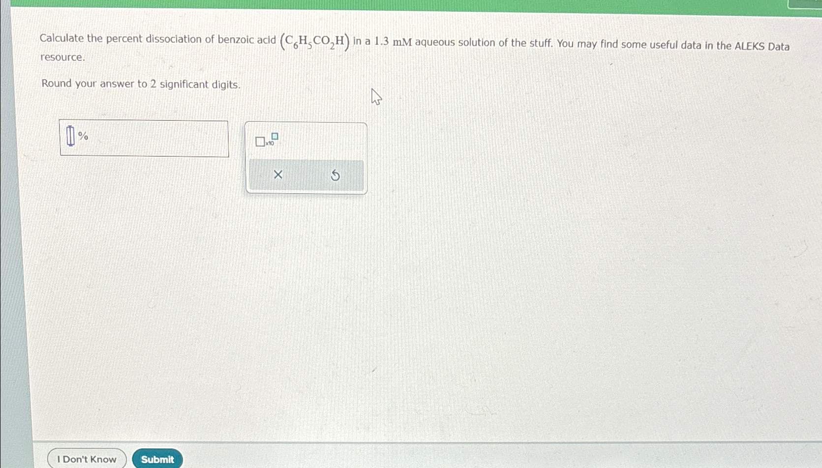 Solved Calculate the percent dissociation of benzoic acid | Chegg.com