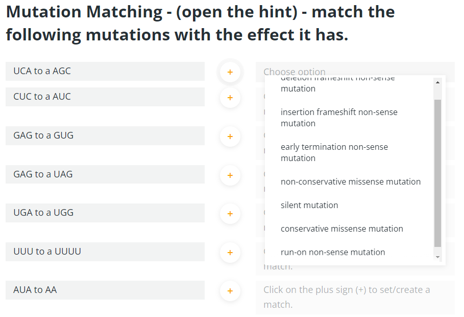 Solved Mutation Matching - (open the hint) - ﻿match | Chegg.com