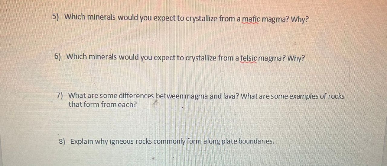 Solved Which minerals would you expect to crystallize from a | Chegg.com
