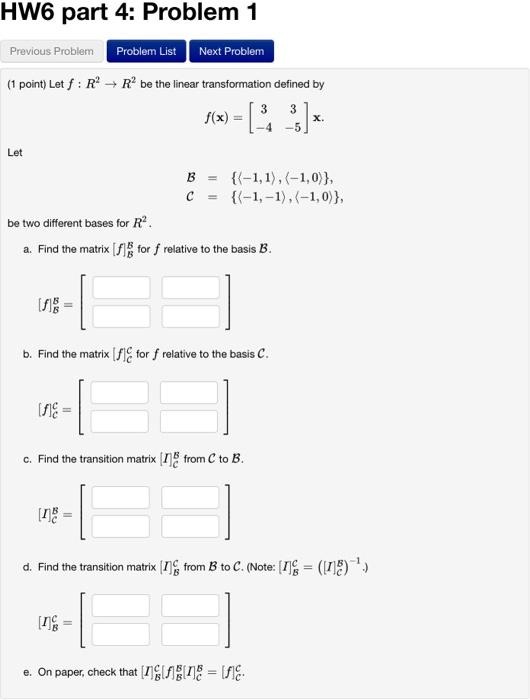 Solved (1 point) Let f:R2→R2 be the linear transformation | Chegg.com