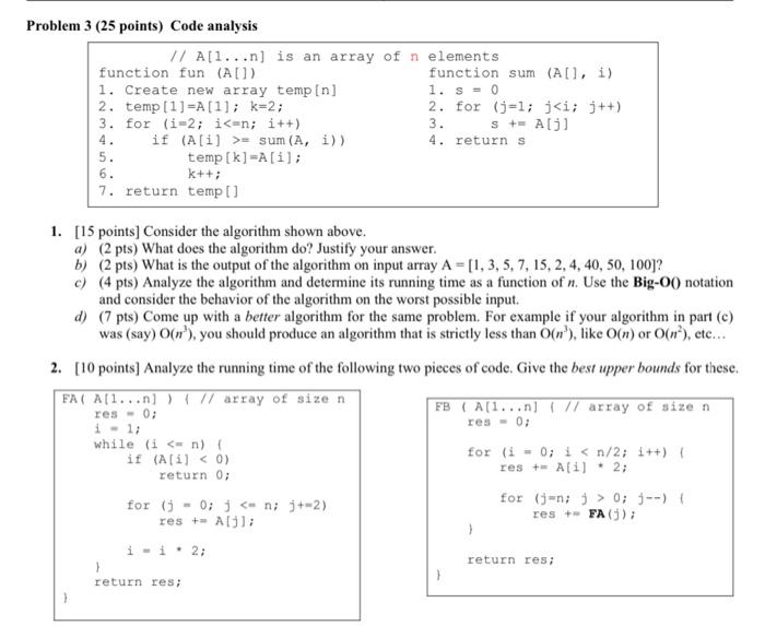 Solved Problem 3 (25 points) Code analysis | Chegg.com