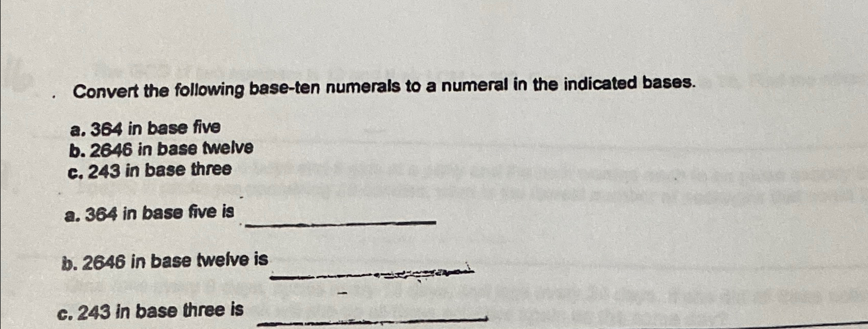 Solved Convert the following base-ten numerals to a numeral | Chegg.com