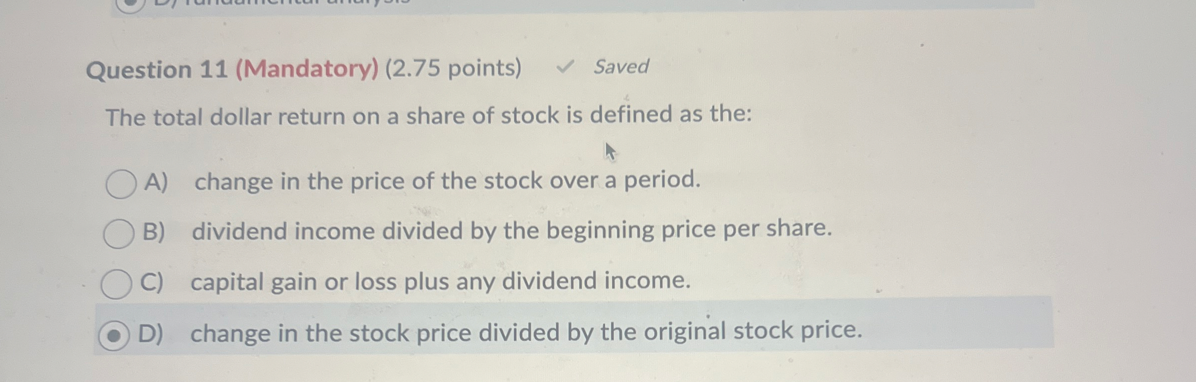 Solved Question 11 (Mandatory) ( 2.75 ﻿points) ﻿SavedThe | Chegg.com