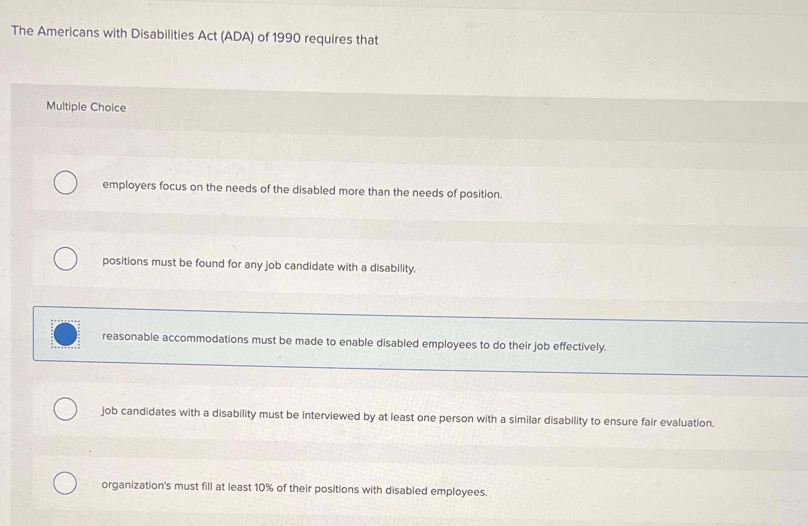 Solved The Americans with Disabilities Act (ADA) ﻿of 1990 | Chegg.com