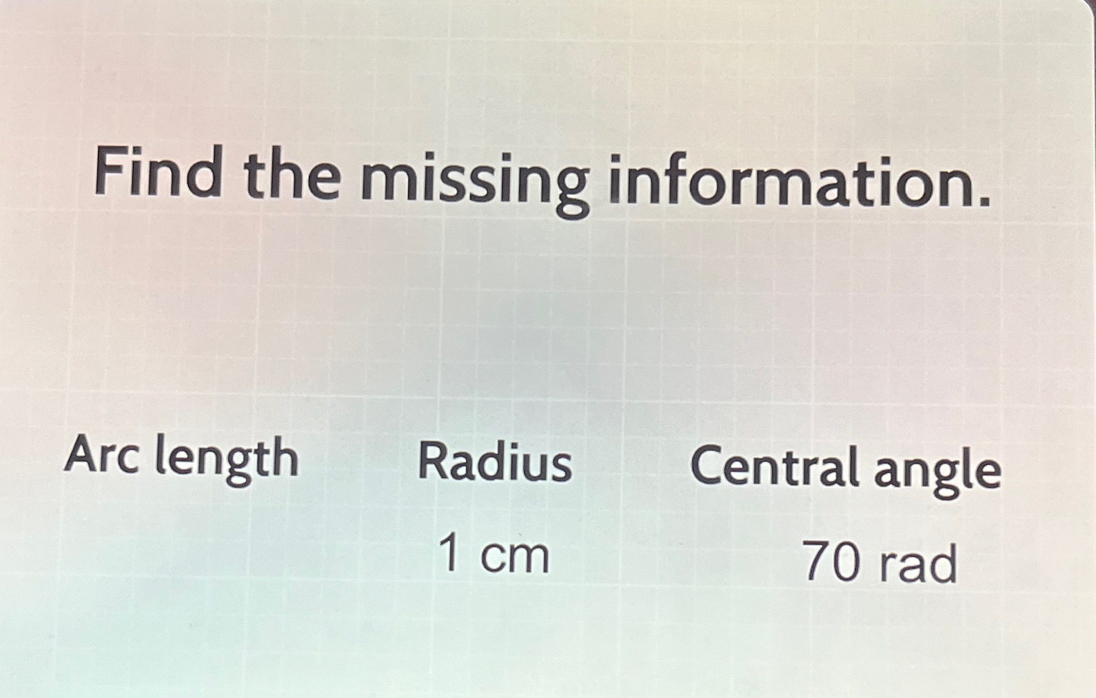 Solved Find the missing information.\table[[Arc | Chegg.com