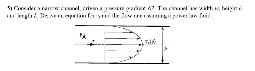 Solved 5) Consider a narrow channel, driven a pressure | Chegg.com