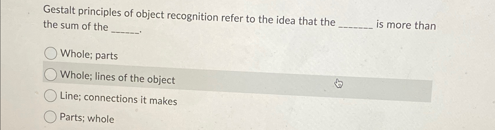 Solved Gestalt principles of object recognition refer to the | Chegg.com