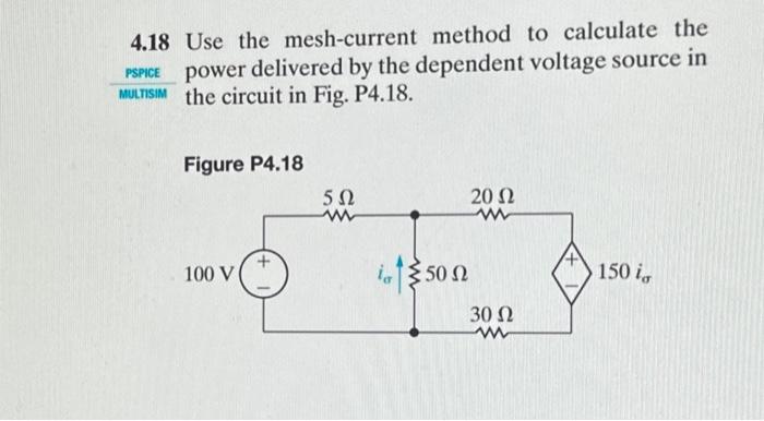 Solved Use the mesh-current method to calculate the power | Chegg.com