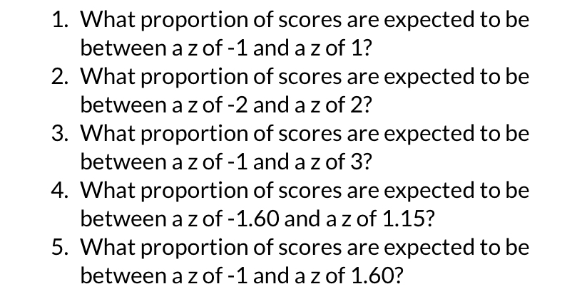 Solved What proportion of scores are expected to be between | Chegg.com