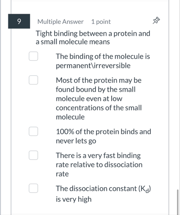 Solved 9Multiple Answer1 ﻿pointTight binding between a | Chegg.com