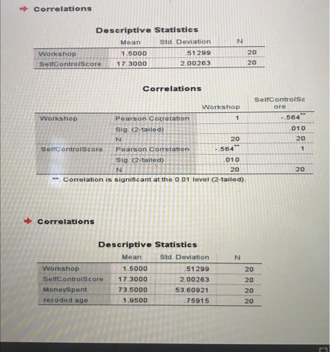 Solved 8. Write a Results section for a report of the | Chegg.com